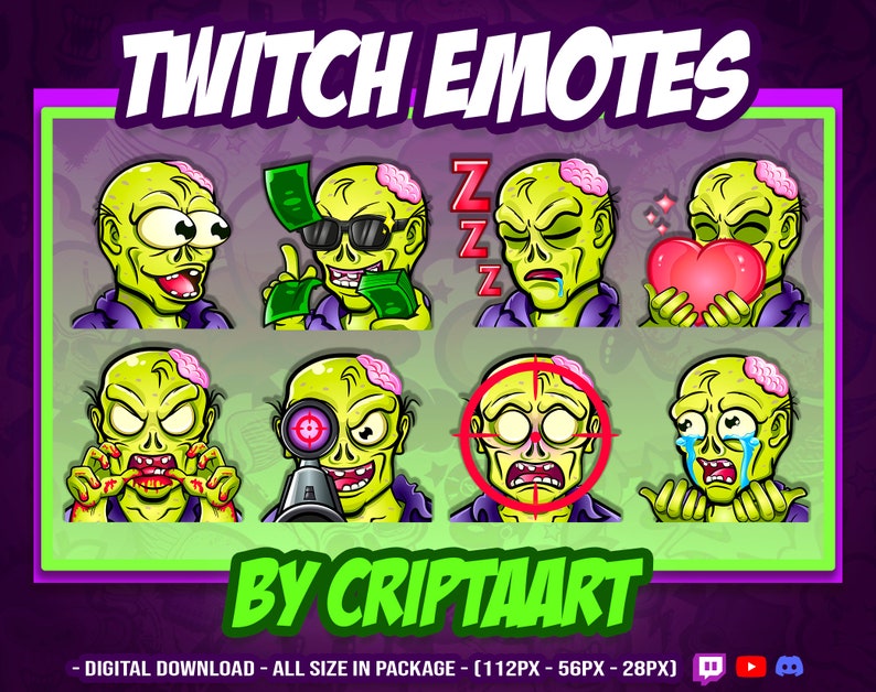 Twitch Emotes Zombie Emote Pack Emotes Horror - Etsy España