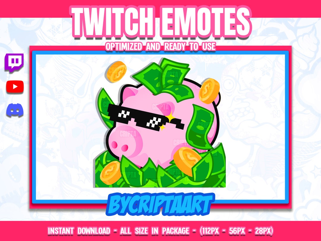 Piggy Bank Emote Funny Money Donation Twitch Emoji Cool Cash - Etsy