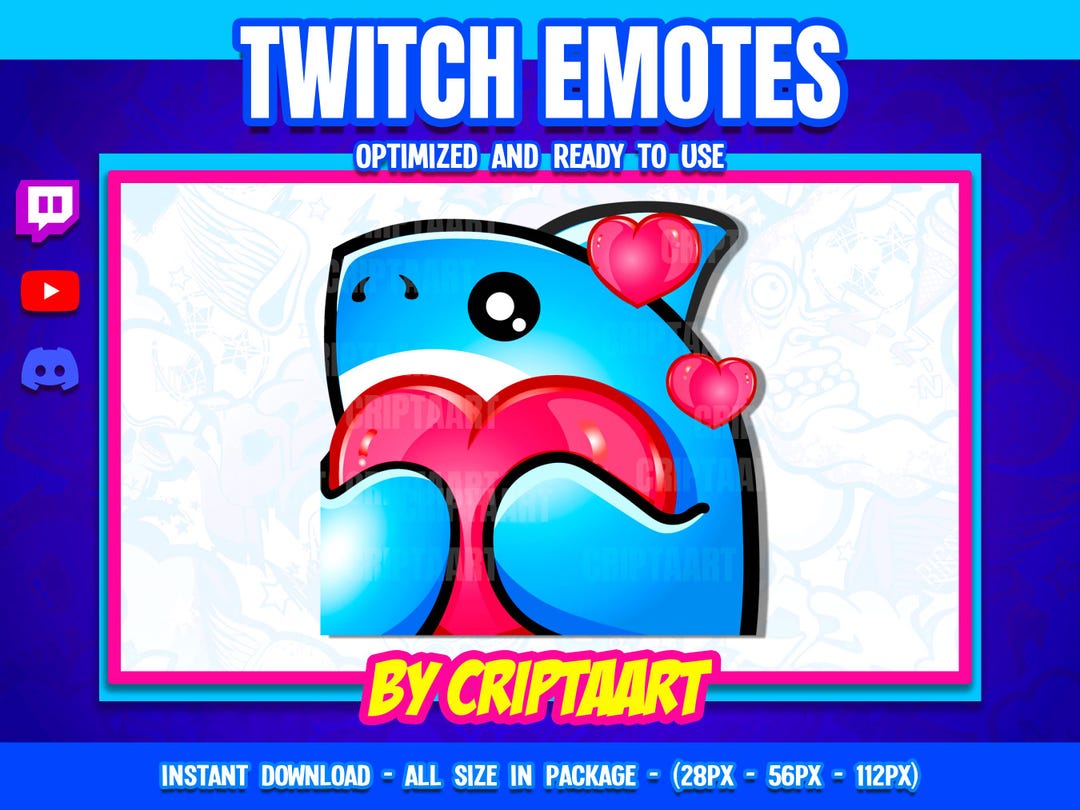 Cute Chibi Shark Heart Hug Emote for Twitch, Discord, Kick & Youtube ...