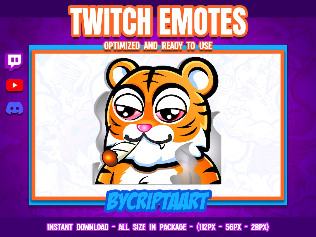 Tiger High Twitch Emote, Smoking Emoji, Channel Points 420 / Streamer ...