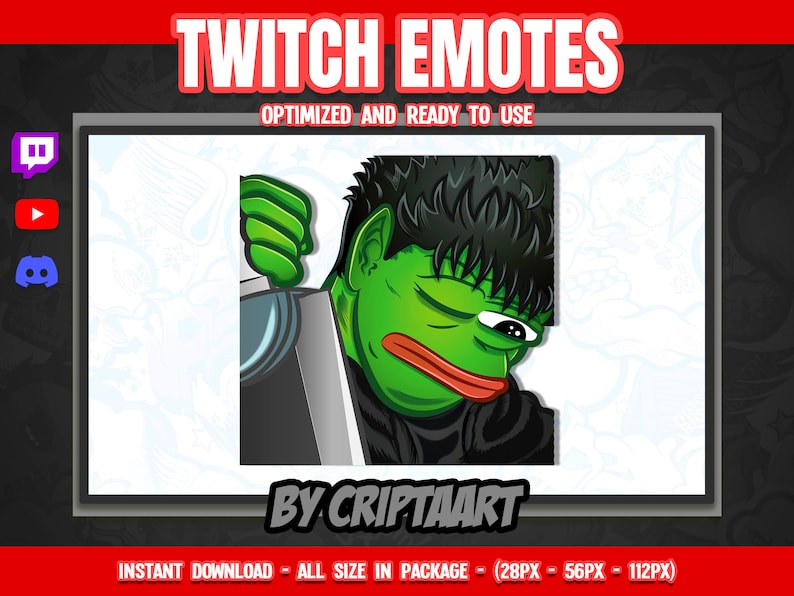 Twitch Emote / Discord / Pepe Frog Emotes / Pepe Frog Anime / Guts Sad ...