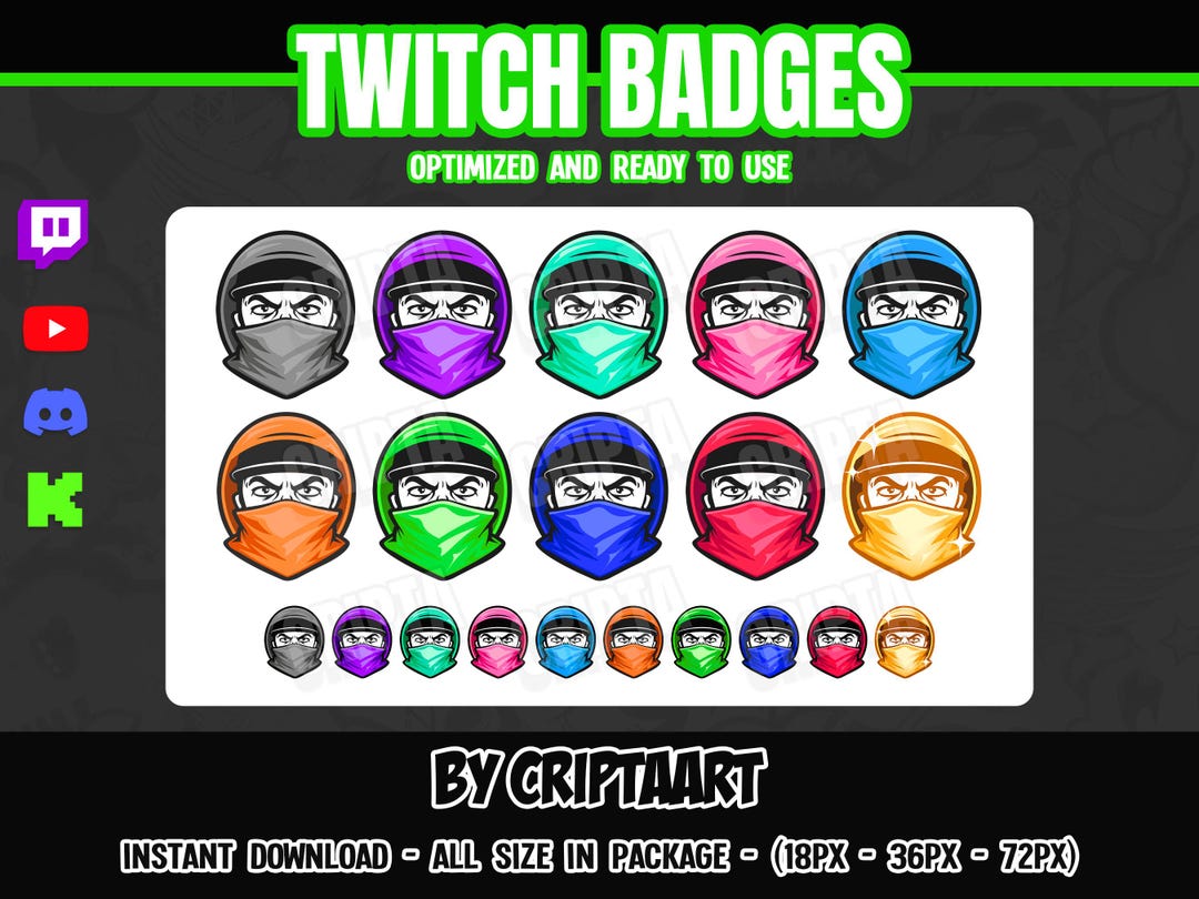 Twitch Sub Badges, Gangster Mask, Rapper - Discord, Youtube, Tiktok ...