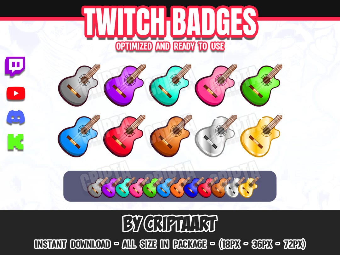 Acoustic Guitar Twitch Badges – Music Streamer Custom for Twitch ...