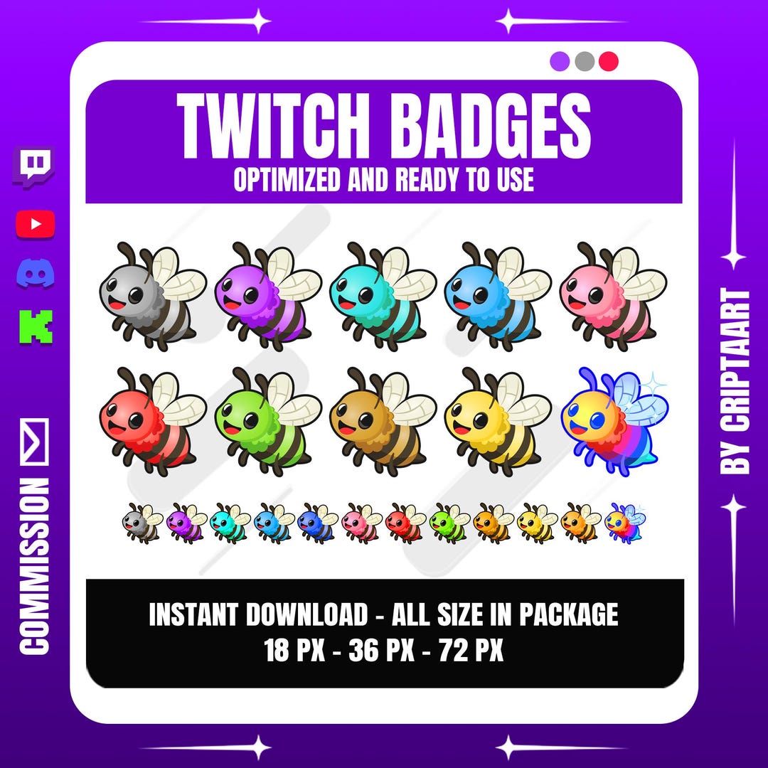Bee Sub Badges for Twitch – Cute Kawaii Bee Pack for Kick Discord - Etsy