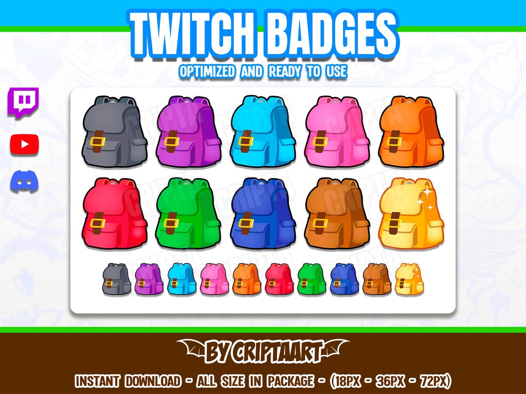 Backpack Twitch Badges, Adventure, Cozy Graphics, Discord, Kick ...