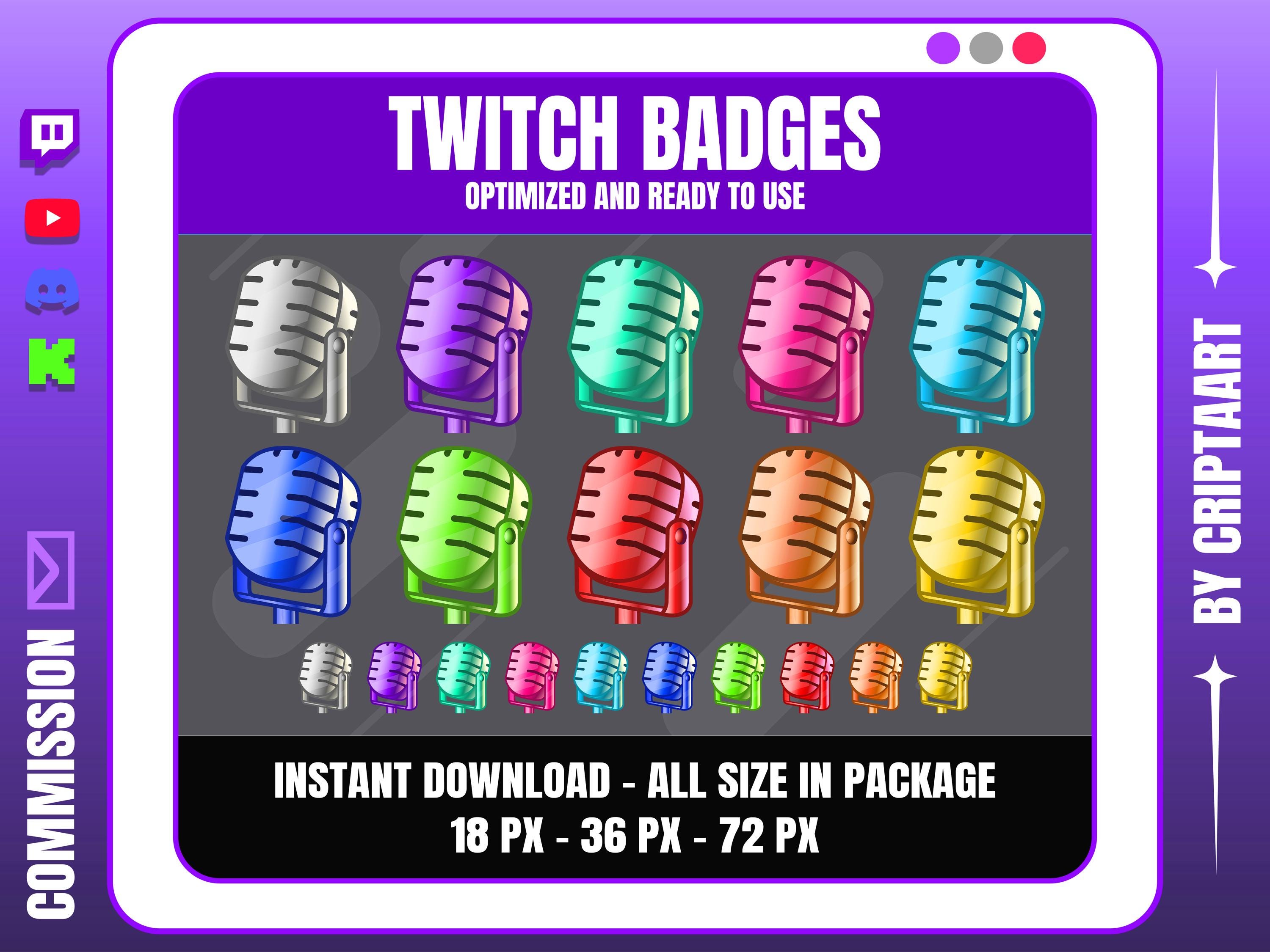 Microphone Twitch Badges for Music Streamers - Melody Loyalty Badges ...