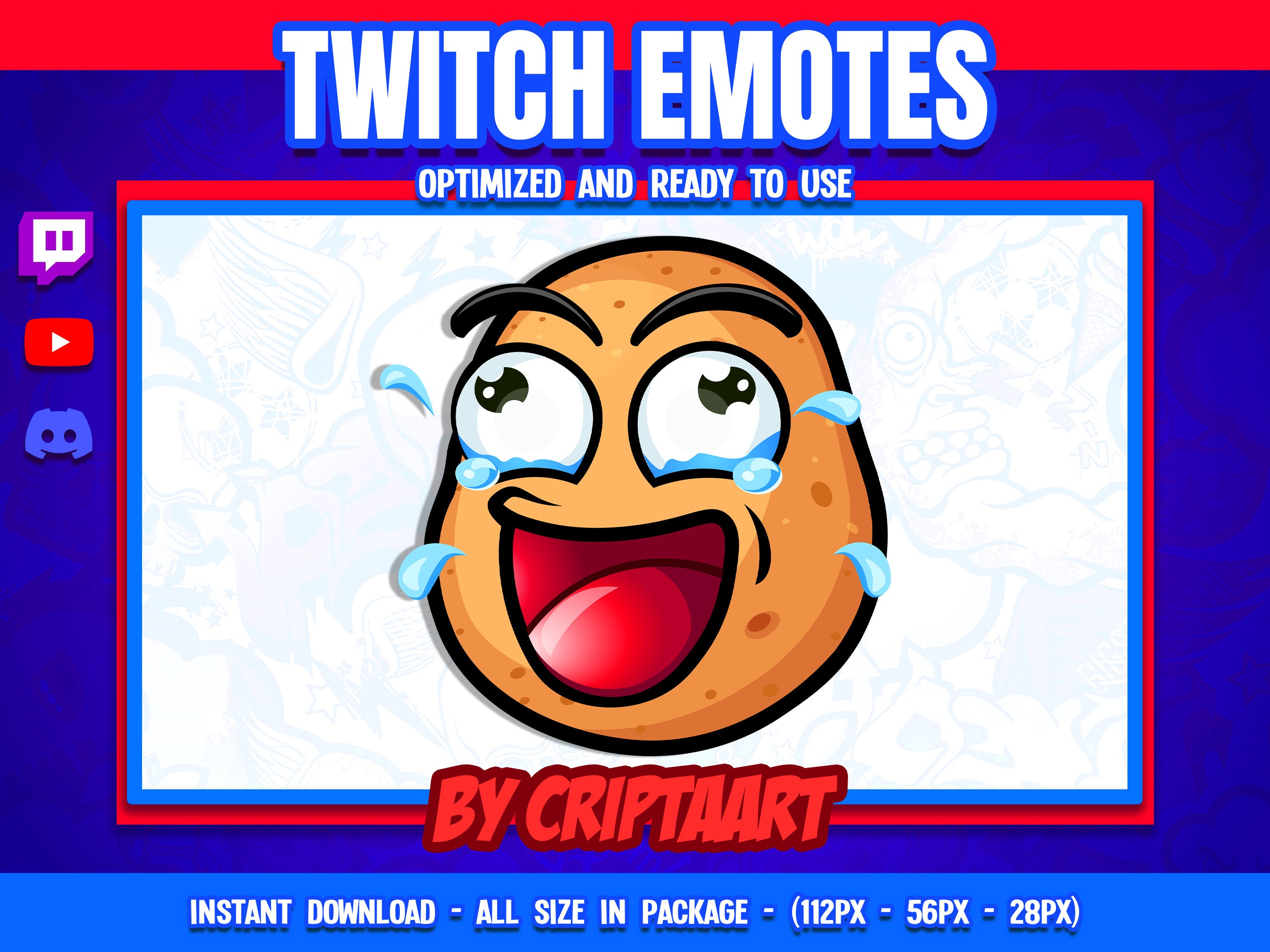 Potato Lol Twitch Emote, Potato Laughing Sub Emoji, Food, Funny, Stream ...