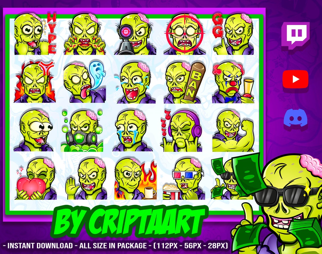 Zombie Emote Mega Pack for Horror Streamers - Funny & Spooky Icons ...