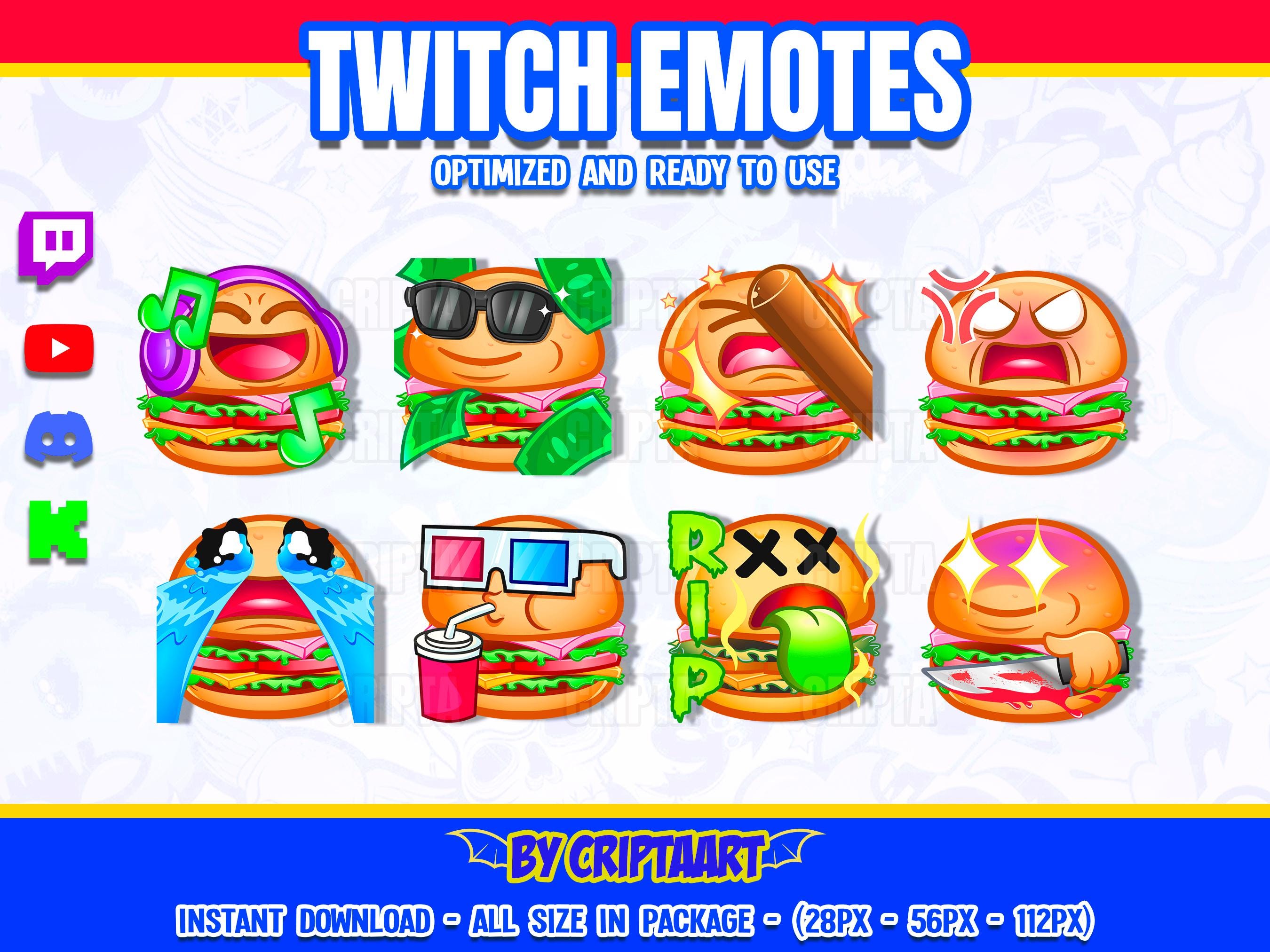 Twitch Emotes Pack, Burger, Channel Points Fast Food, Kitchen / Stream ...
