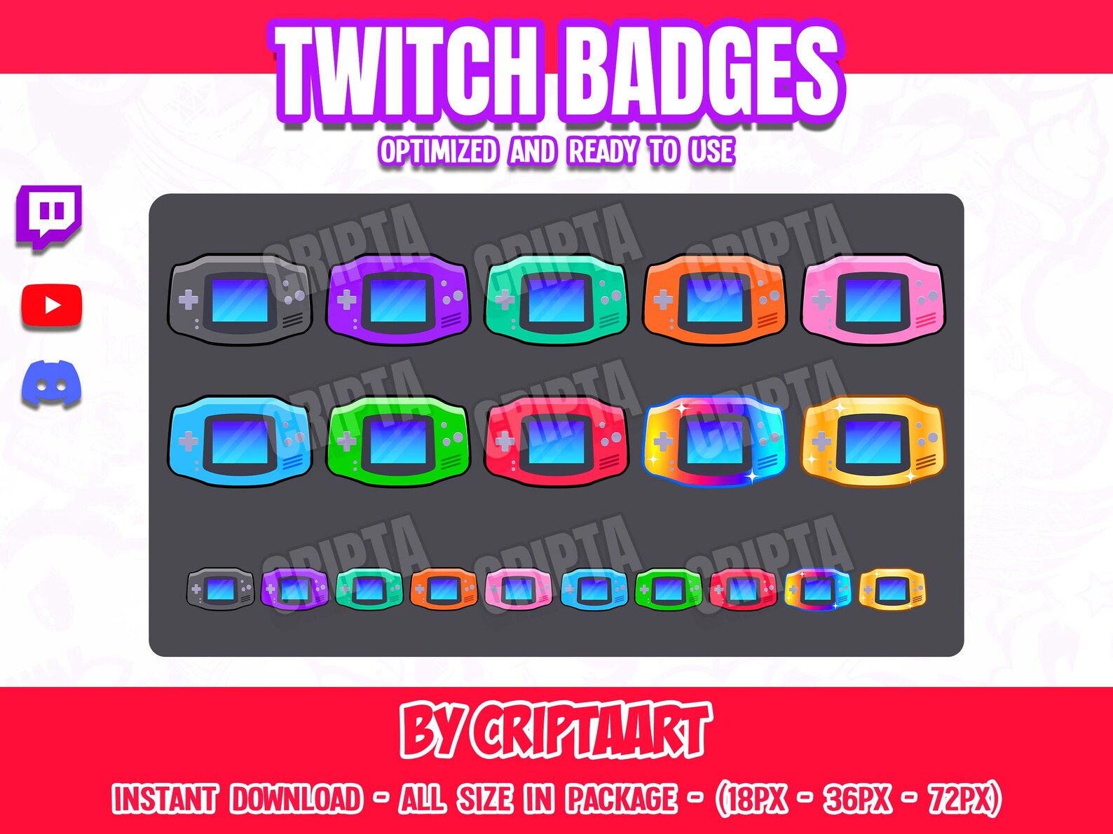 Retro Handheld Sub Badges for Twitch – Gameboy Style Badges for Kick ...