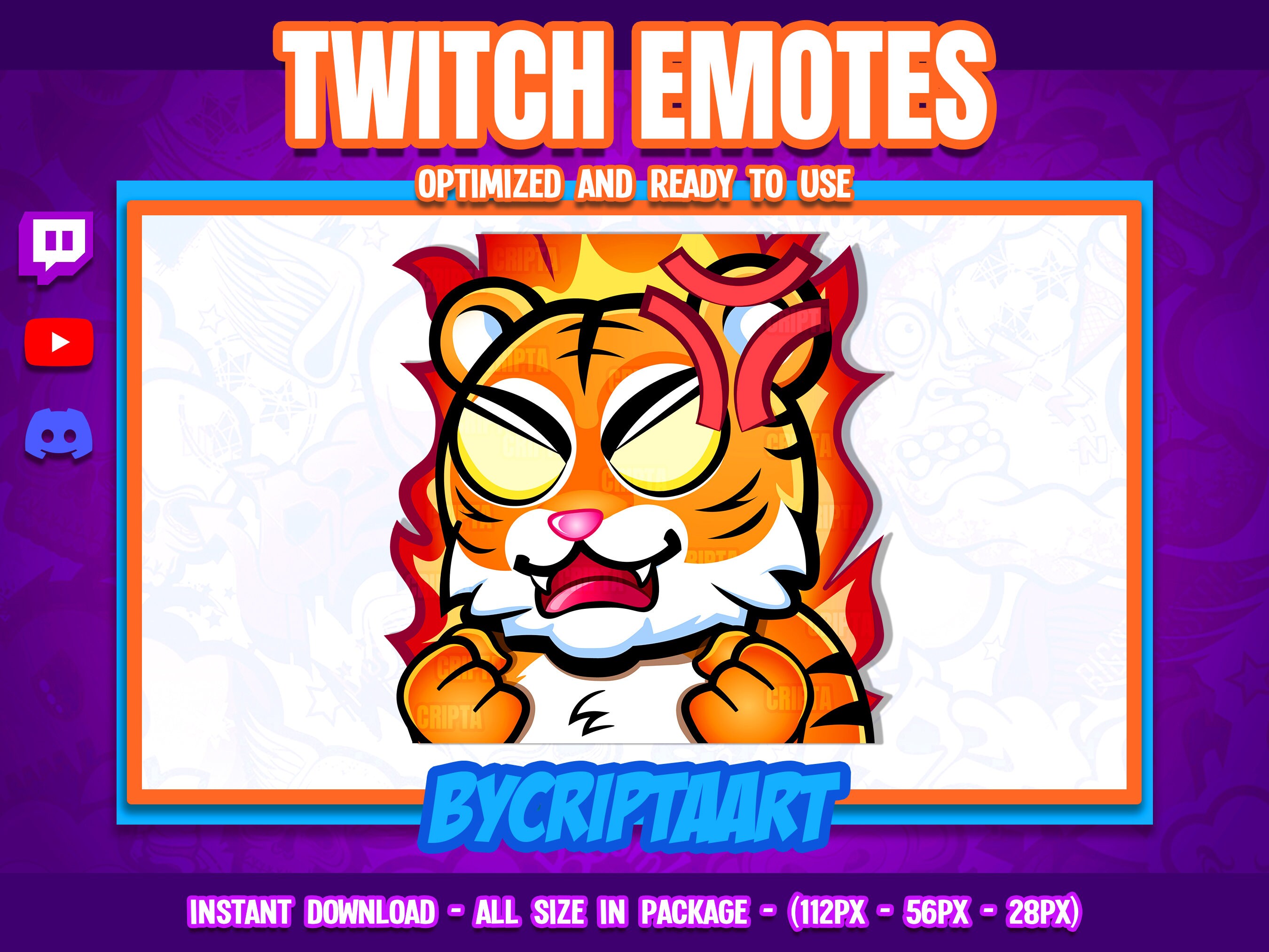 Twitch Emote / Tiger Rage, Angry Emoji , Channel Points / Stream ...
