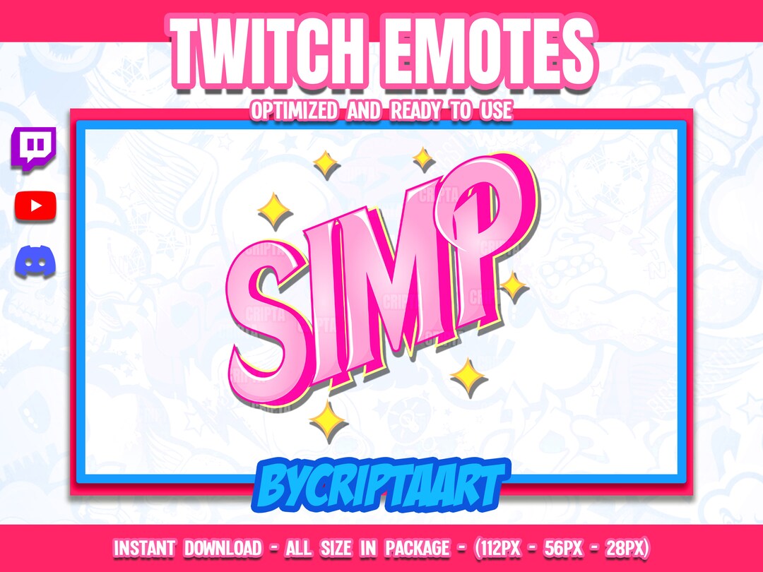 Simp Twitch Emote, pink emoji, meme, love / Stream, Discord, Youtube ...