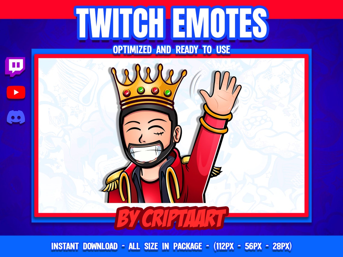 King Waving Twitch Emote, Wave Emoji, Guy Dark Bear, Crown, Hi, Icon ...