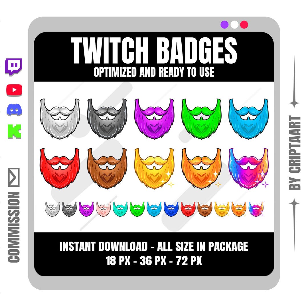 Beard Sub Badges | Mustache, Aesthetic, Cheers, Subscriber Designs for ...