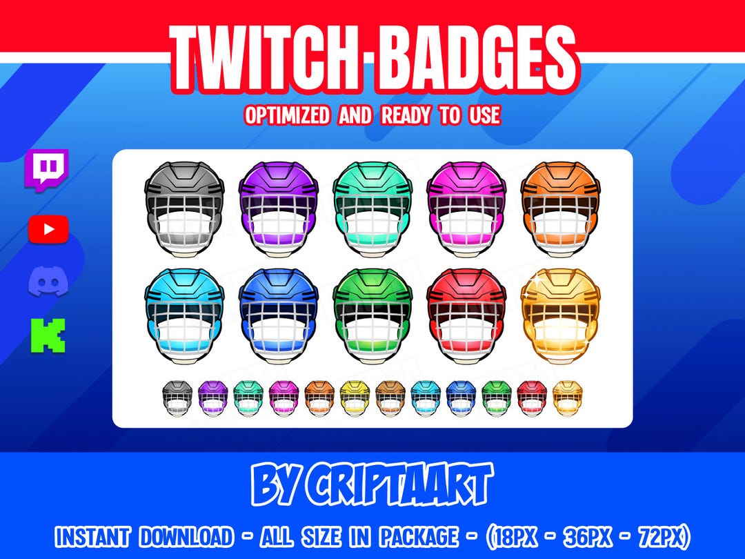 Ice Hockey Helmet Twitch Badges - Sports Subscriber Emotes for ...