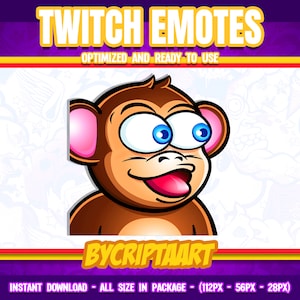 Chibi Monkey Pog Twitch Emote for Streamers, Funny Hype Icon for ...
