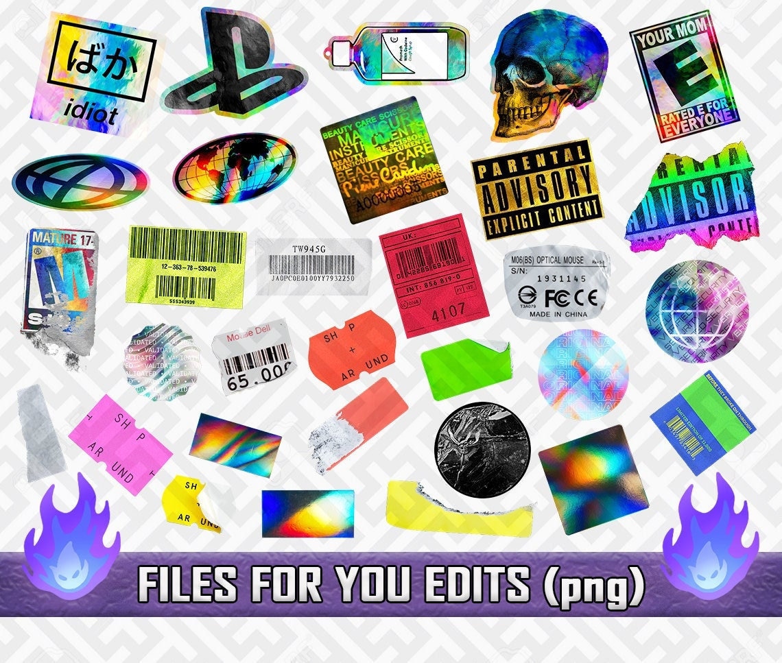 PNG STICKERS PACK / Files to Edit / Label / Barcode / Hologram / Cover ...