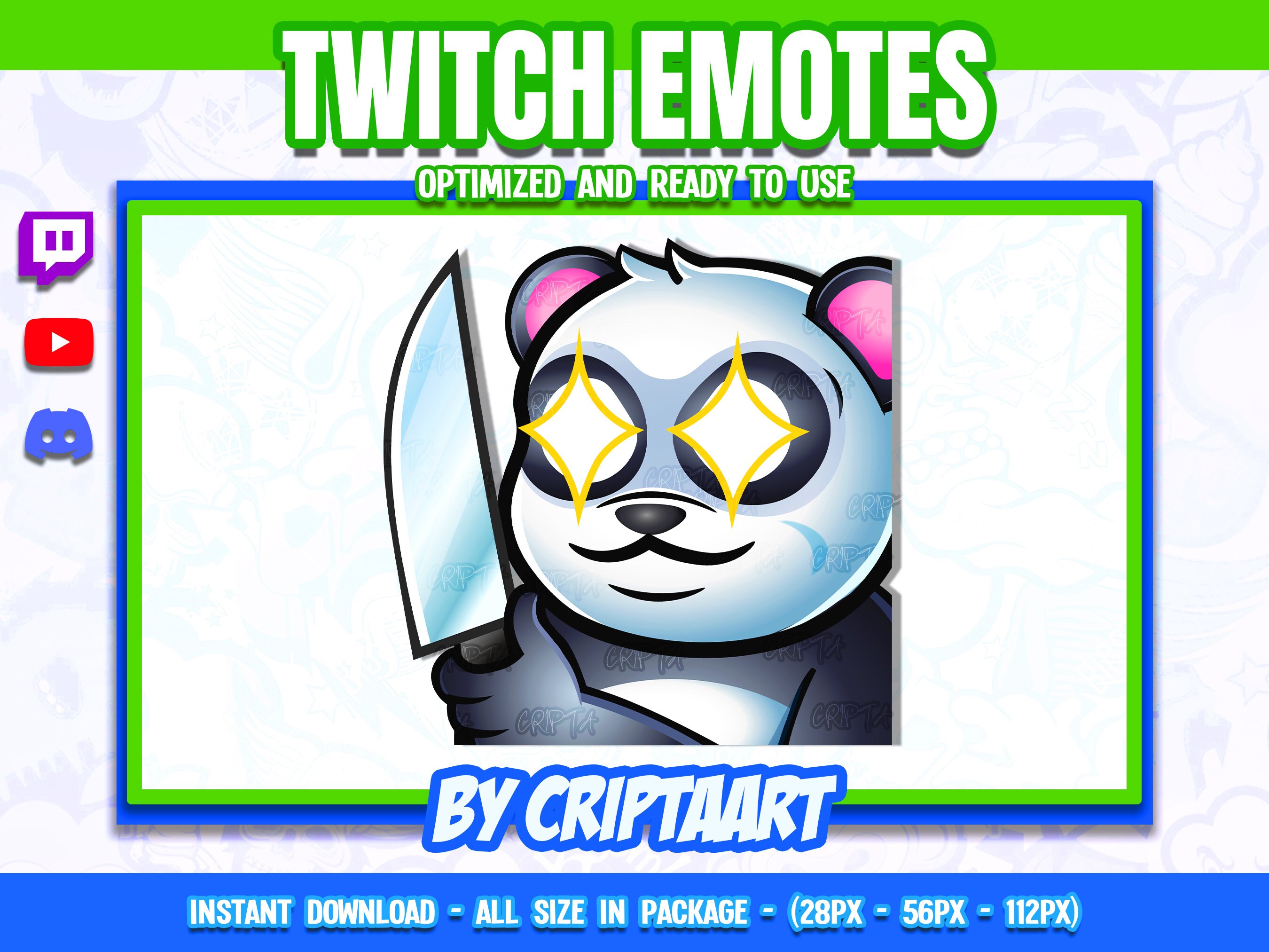 Panda Knife Twitch Emote, Killer Bear Emoji, Yandere, Kawaii Cute ...