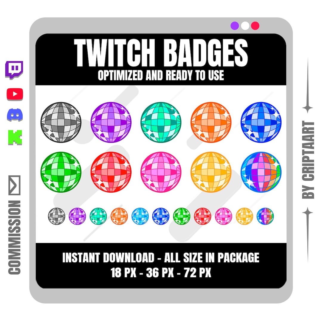 Disco Ball Twitch Badges, Disco Jam, Retro Music, Party Streamer DJ ...