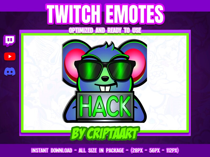 Hacker Mouse Twitch Emote, Computer Sub Emoji, Funny Channel Points ...