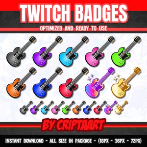 Electric Guitar Twitch Badges, Music Bit Badges, Rock, Subscribers ...