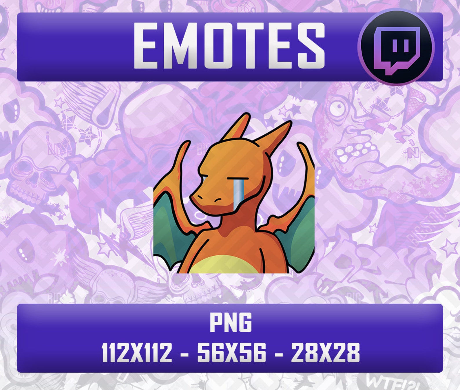 Emotes Twitch / Discord / Charizard / Pokemon / Sad / PNG | Etsy