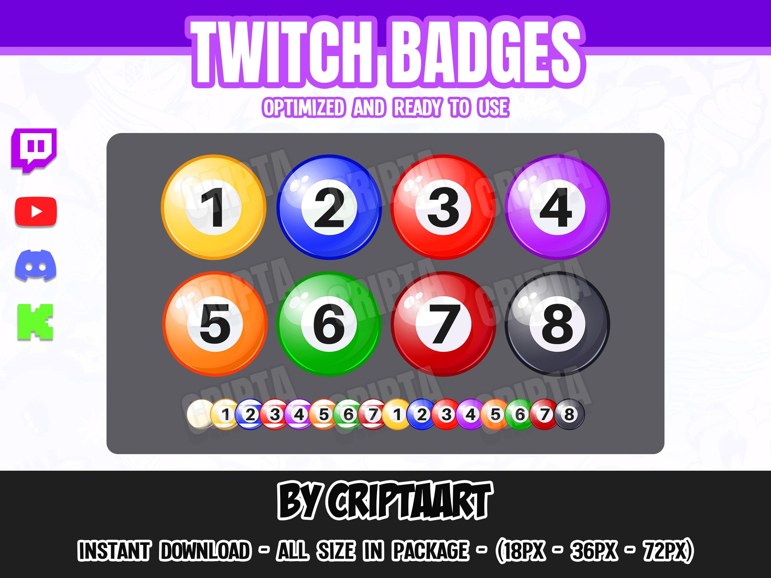 Billiard Ball Sub Badges - Pool Stream Design for Twitch and Kick - Etsy