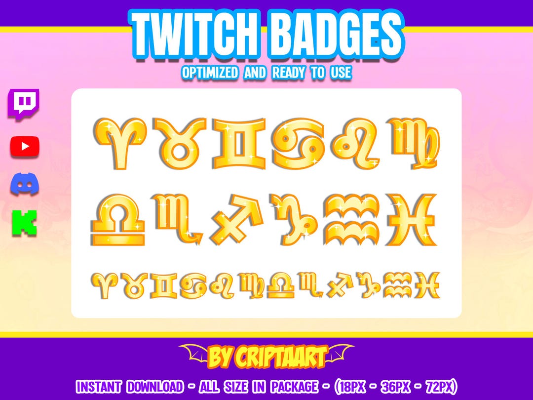 Zodiac Sign Twitch Badges, Astrology Bit Badge, Cheers, Subscribers ...