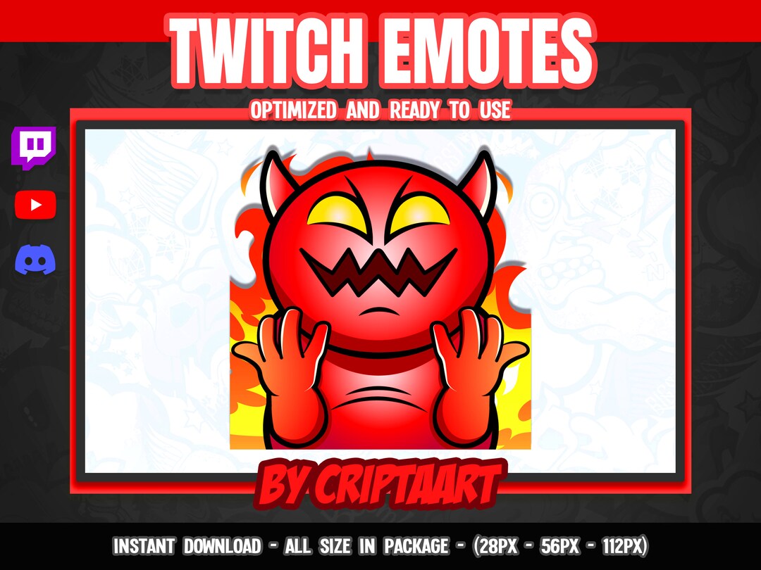 Devil Evil Twitch Emote, Hell Sub Emoji, Halloween, Channel Points ...
