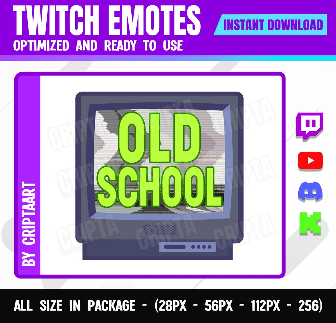 Old School Twitch Emote, Vintage Television, Vaporwave, Channel Points ...