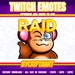 Monkey Raid Twitch Emote, Ape Emoji, Kawaii Animal Icon for Stream ...