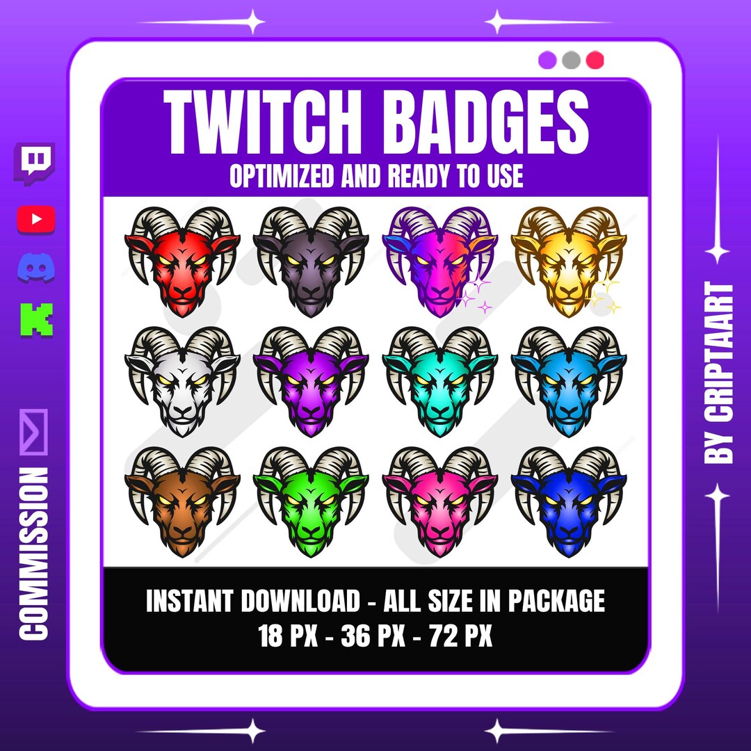 Goat Twitch Sub Badges - Bit Badges for Discord, Youtube, Kick - Dark ...