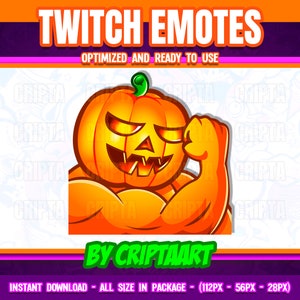 Pumpkin Strong Buff Twitch Emote, Halloween, Power Up, Chad, Bicep Flex ...