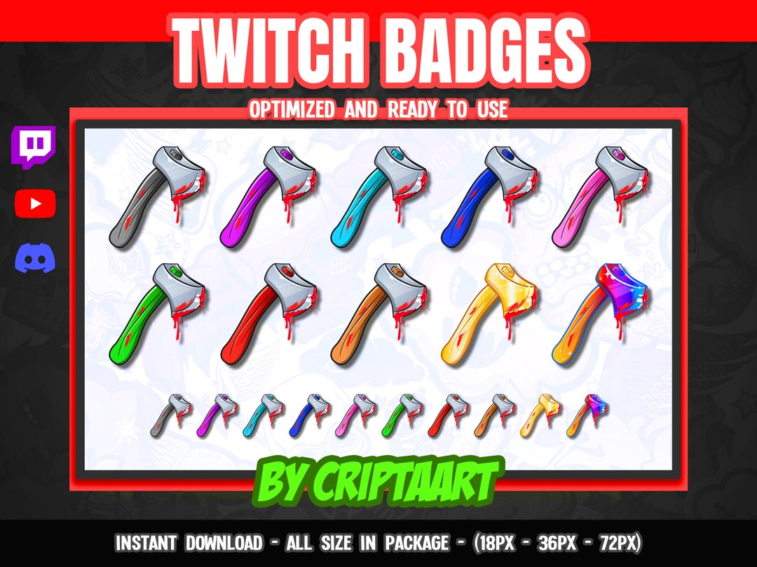 Bloody Ax Twitch Badges, Bloody Bit Badge, Weapon, Horror Movies ...