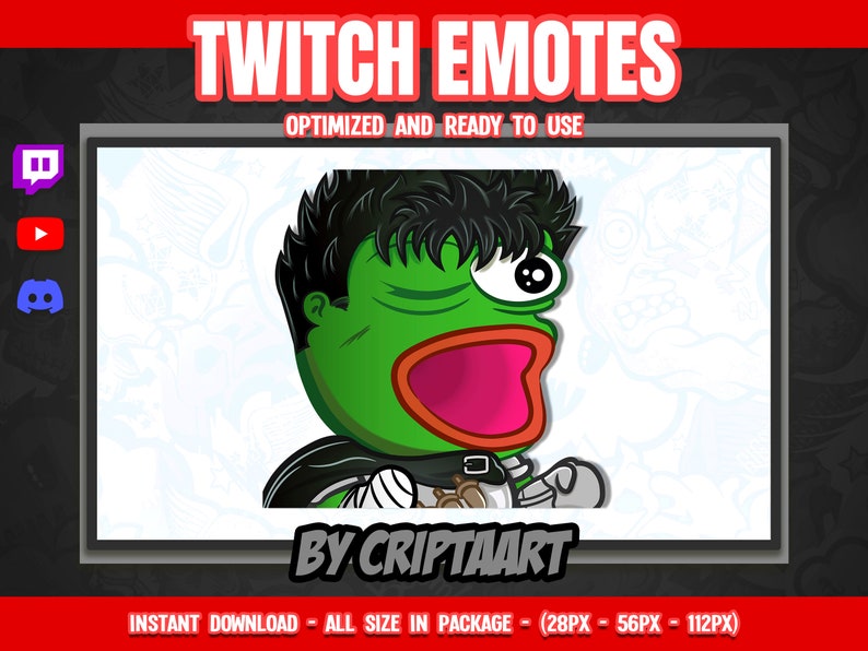Pepe the Frog Swordsman Twitch Emote, Anime Meme Pog Sword Sub Emoji ...