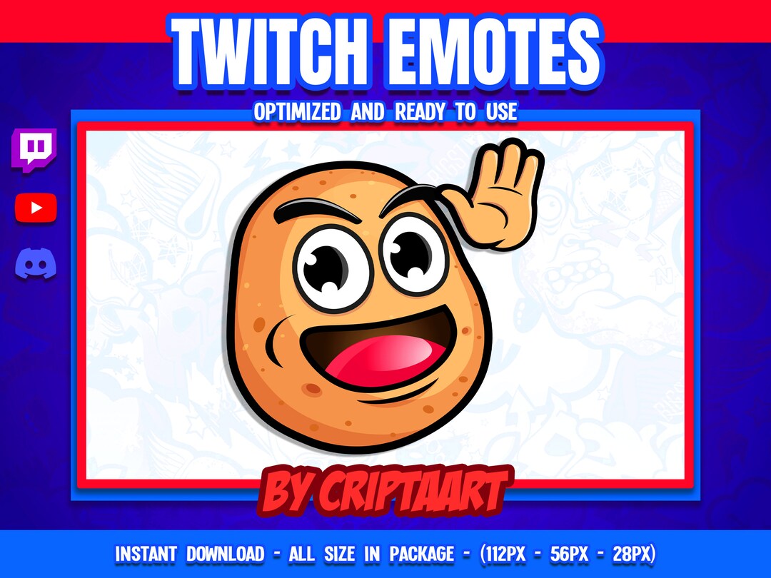 Potato Wave Twitch Emote, Emoji Waving, Hi, Vegetable, Channel Points ...