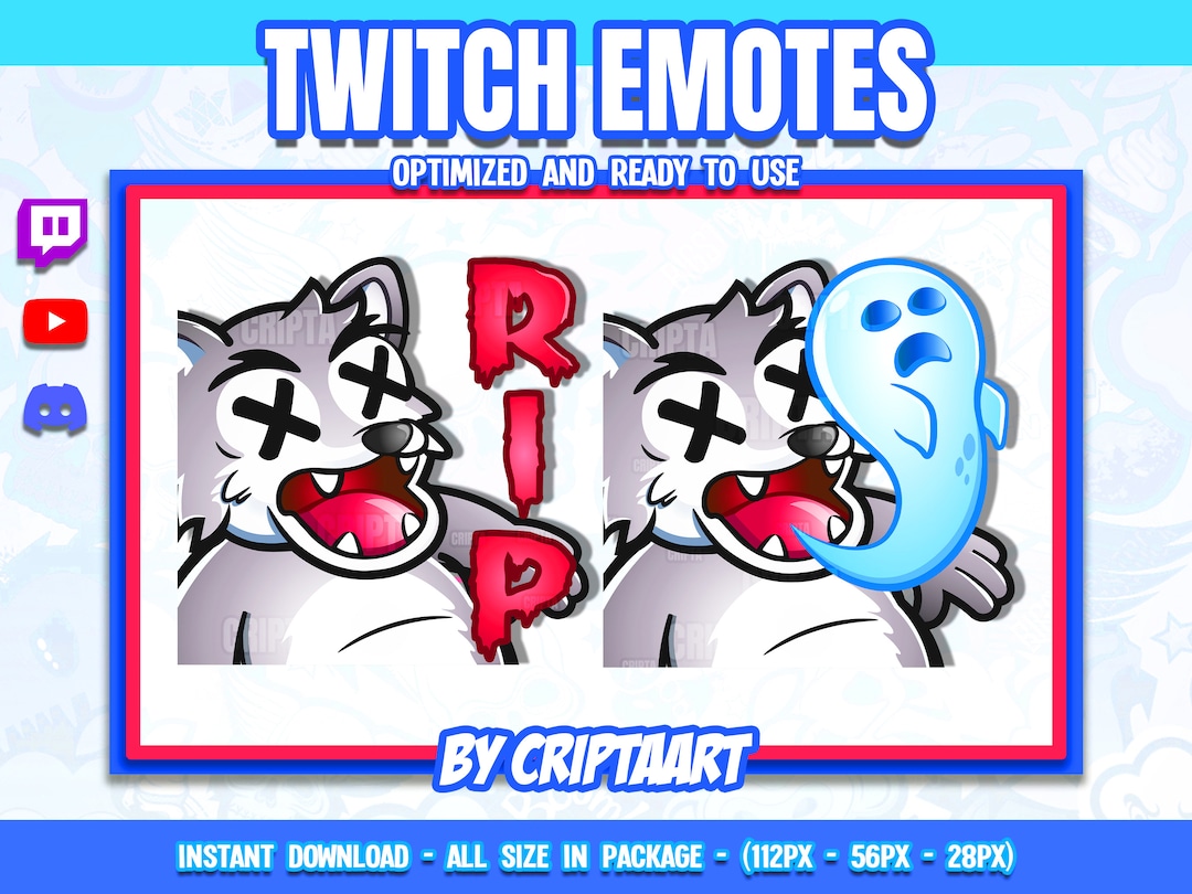 Funny Chibi Dead Wolf RIP Emote for Twitch, Discord, Youtube, Kick ...