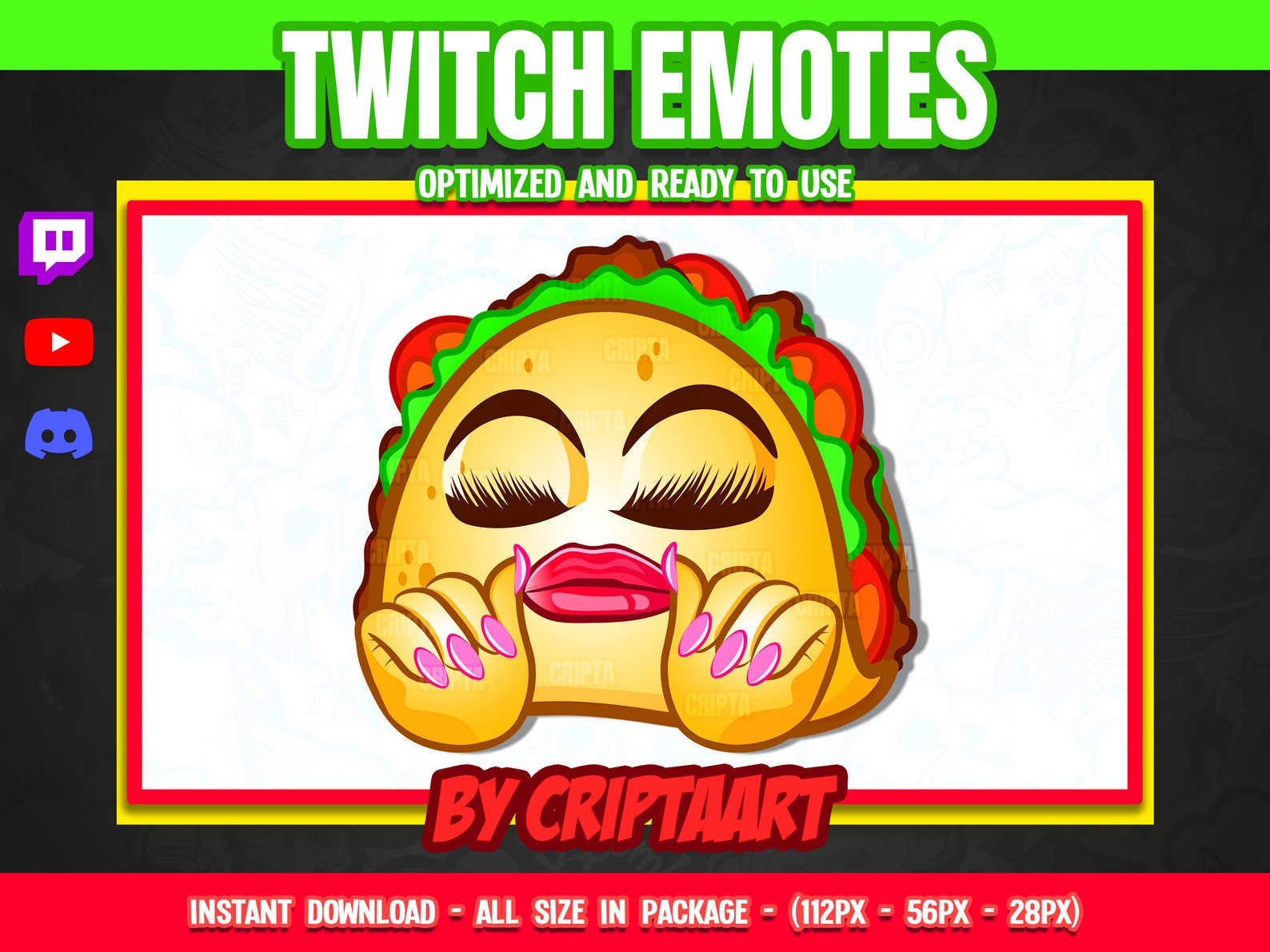 Taco Twitch Emote, Periodt Meme Emoji, Coquette, Fast Food Icons ...