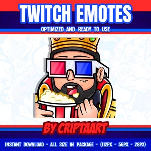 King Twitch Emote, Popcorn Emoji, Boy With Beard, Crown, Cinephile ...