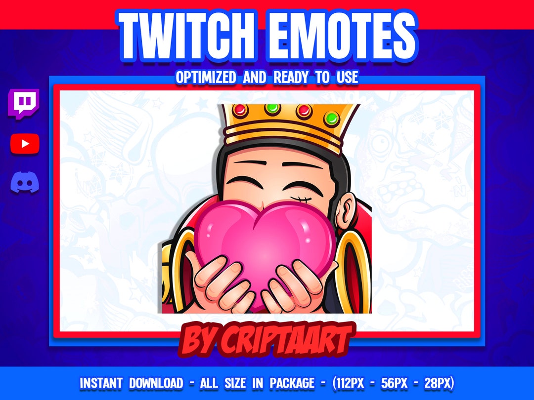 King Love Twitch Emote, Boy Dark Beard, Crown Emoji, Cute Heart, Icons ...