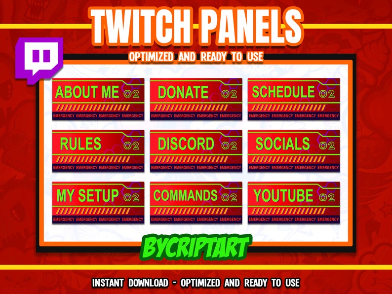 Red Twitch Panels, Mecha Anime Panels, Stream Graphics, Overlay, Items ...