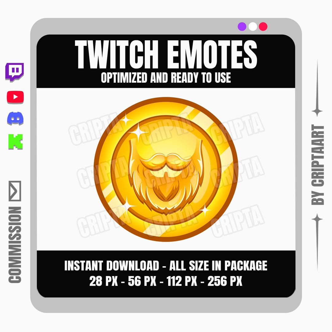 Gold Beard Coin Emote | Channel Points Icon for Twitch, Discord, Kick ...