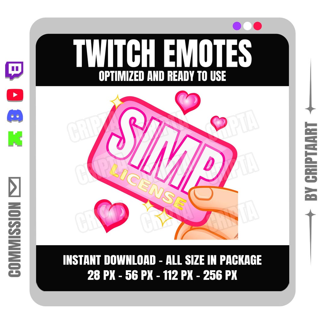 Simp License Twitch Emote - Pink SIMP Card Meme for Twitch, Discord and ...