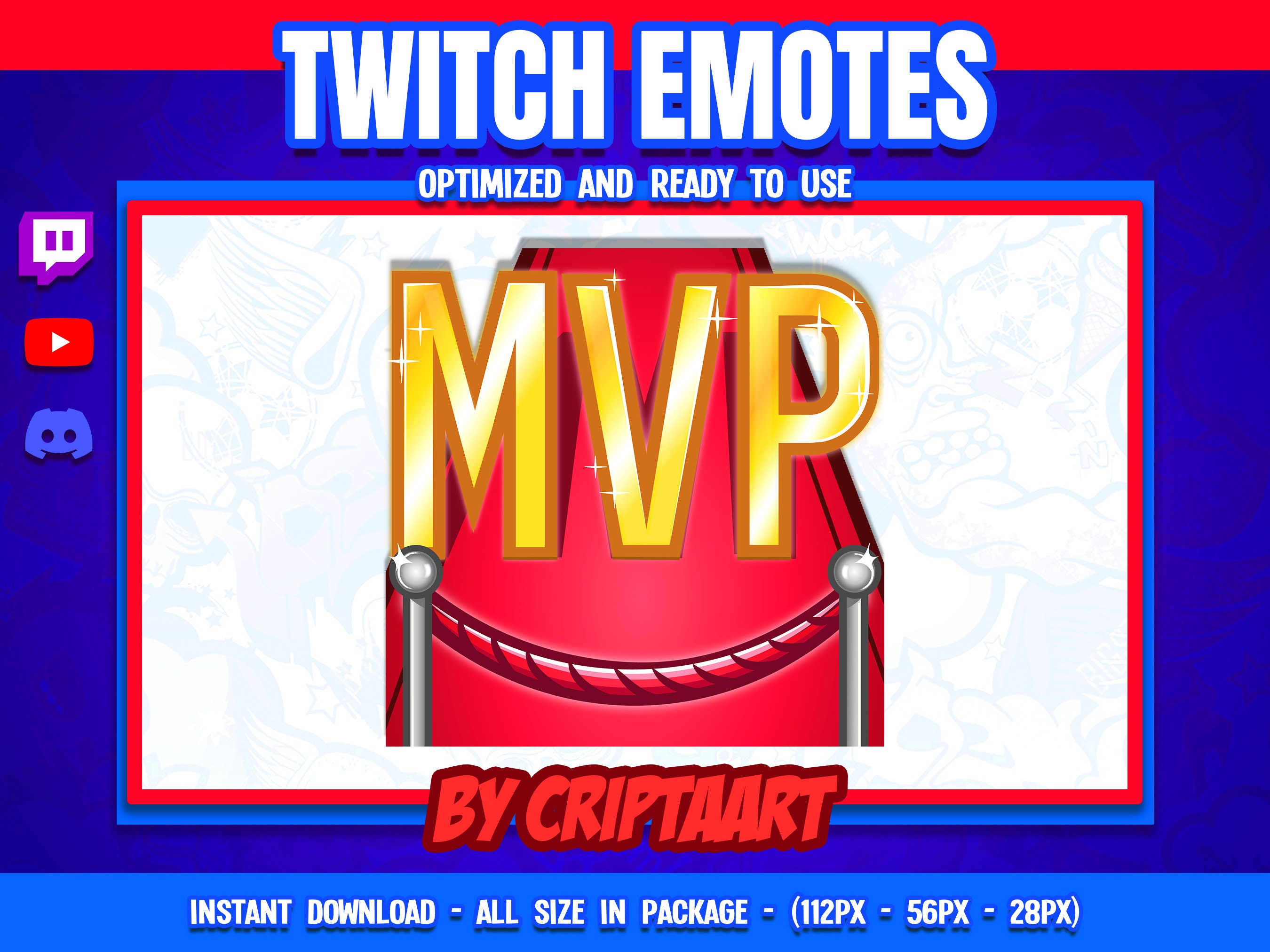 MVP Twitch Emote, Most Valuable Player Sub Emoji, Red Carpet, Hype ...
