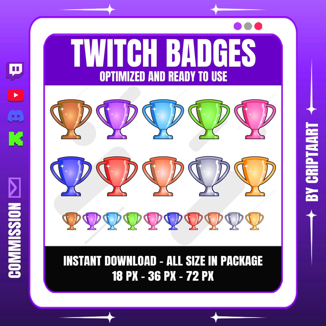 Trophy Sub Badges - Twitch Sports, Racing, Gaming Stream Graphics ...