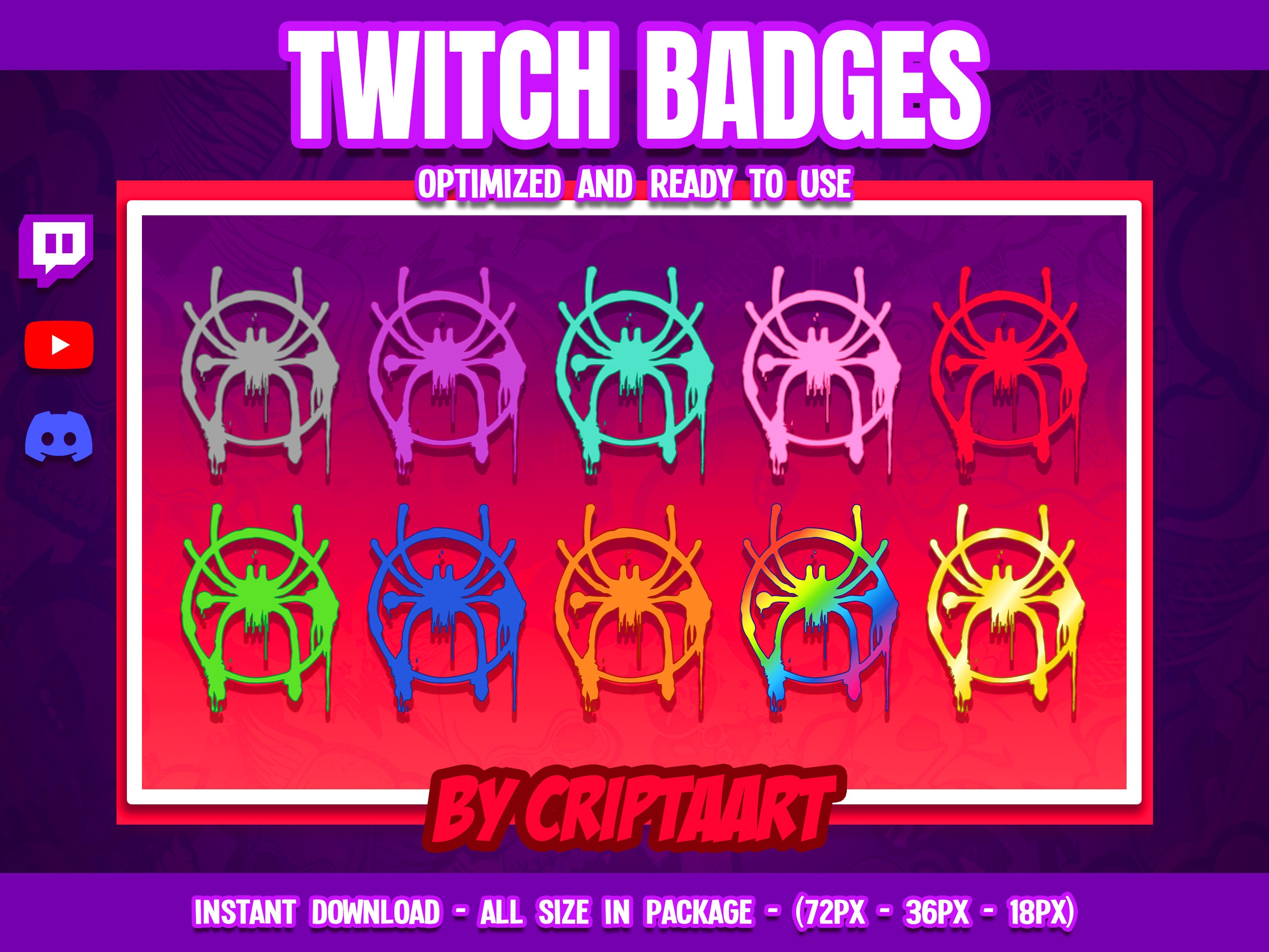 Sub Badges Twitch / Graffiti / Spiders Stream Graphics / PNG - Etsy