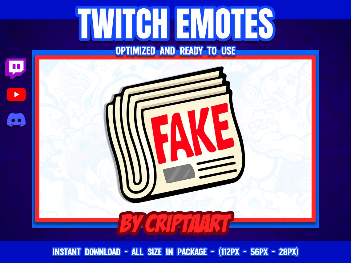 Fake News Twitch Emote, Newspaper Emoji, Channel Points / Streamer ...