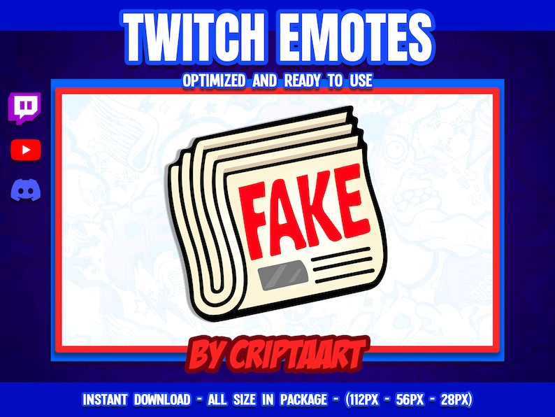 Fake News Twitch Emote, Newspaper Emoji, Channel Points / Streamer ...