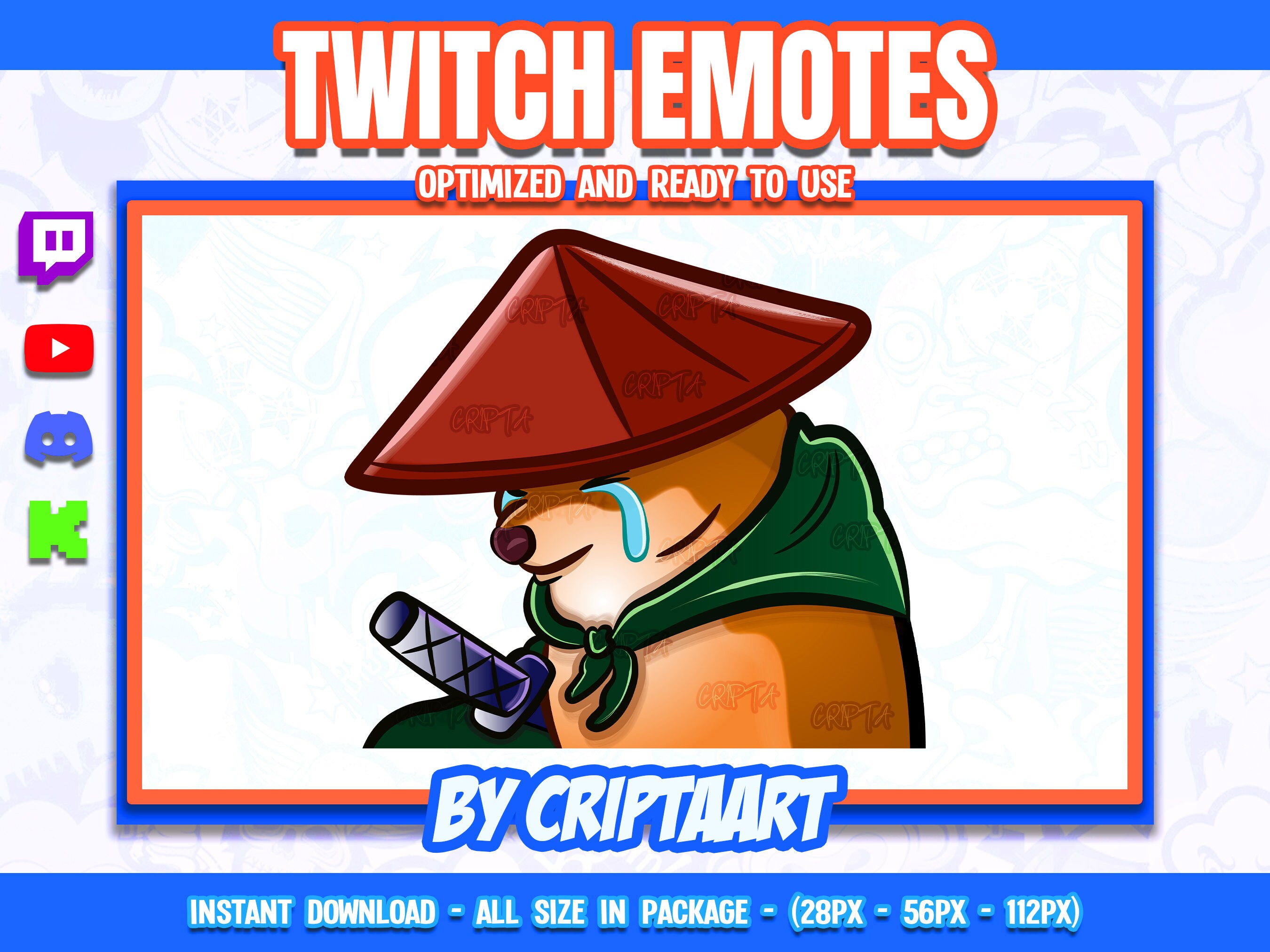 Cheems Samurai Twitch Emote, Sad Dog Meme Sub Emoji, Items for Stream ...