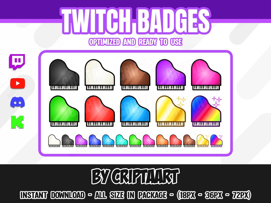 Piano Twitch Badges, Music Bit Badge, Subscribers/stream Graphics ...